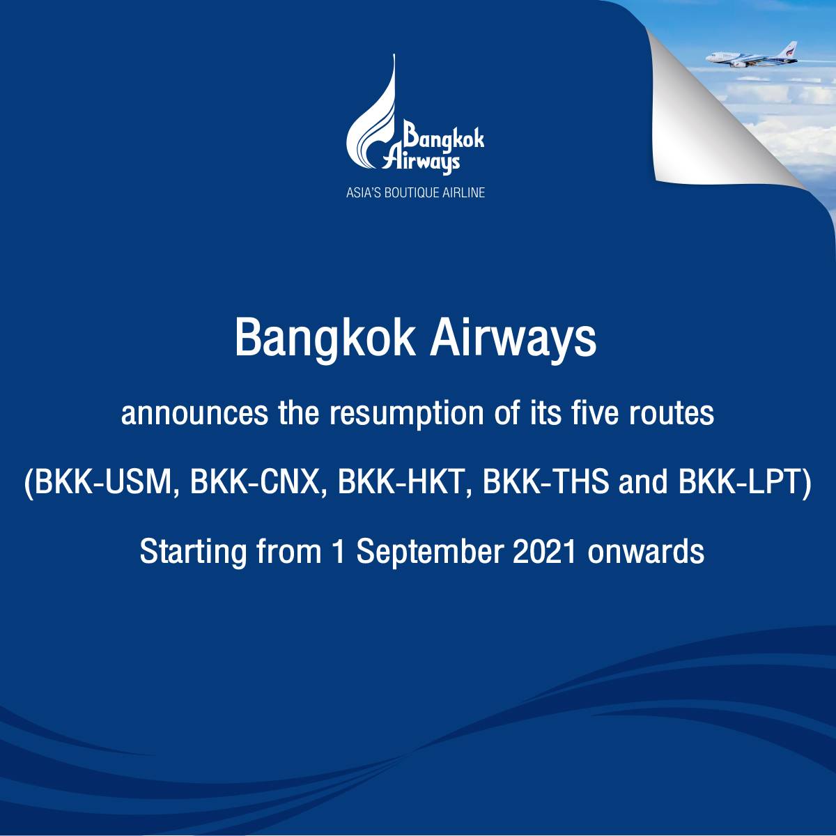 Bangkok Airways announces the resumption of its five routes (BKK-USM ...